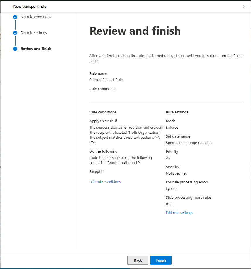 Creating a Bracket Connector and Transport Rule in Microsoft 365 ...